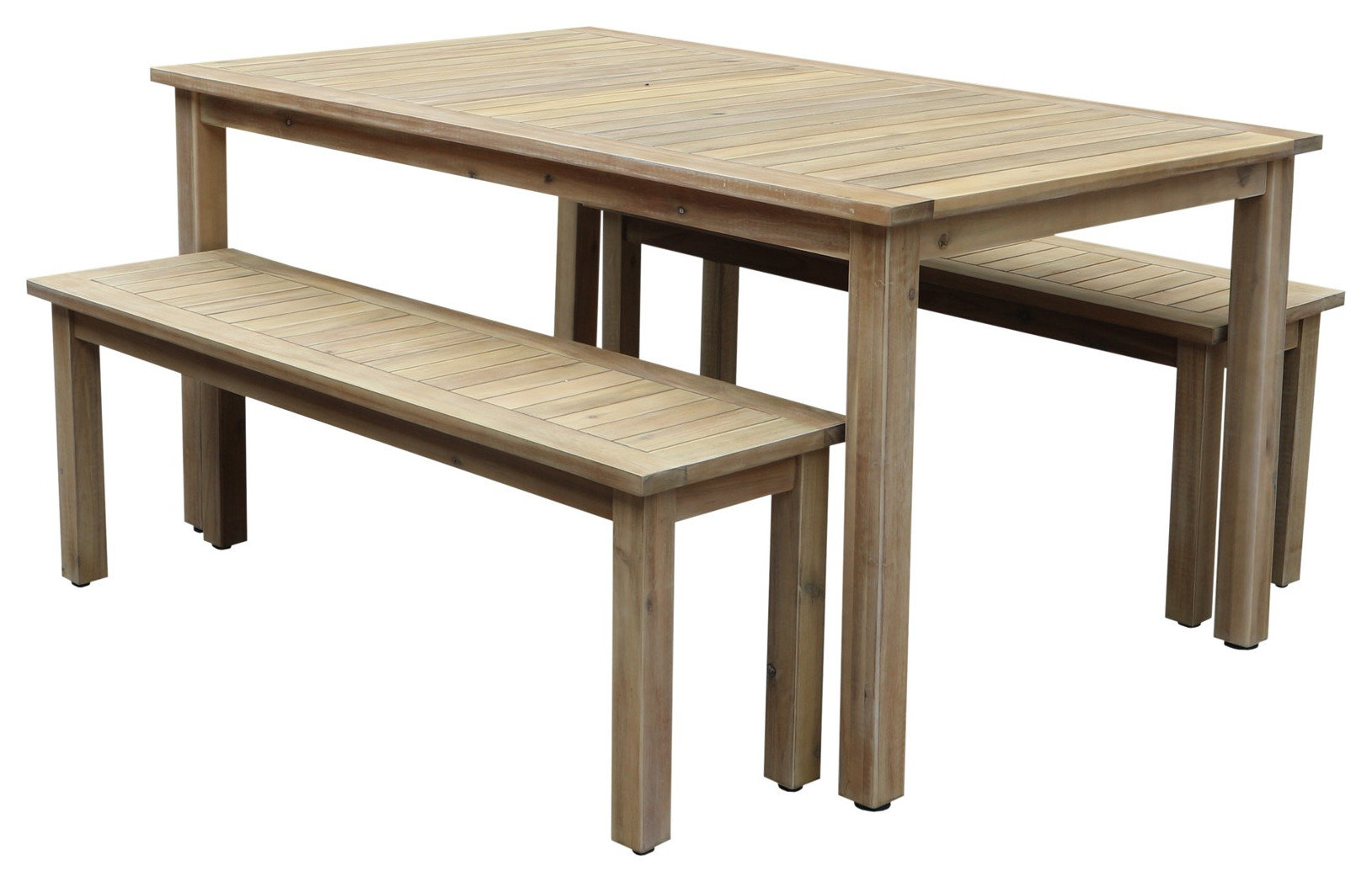 Benzara BM287785 Felix 3 Piece Modern Dining Set, Acacia Wood Frame, 6 Seater - Transitional ...