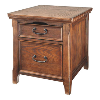 Dark Brown Square End Table with File Drawer, Outlets and USB Port ...