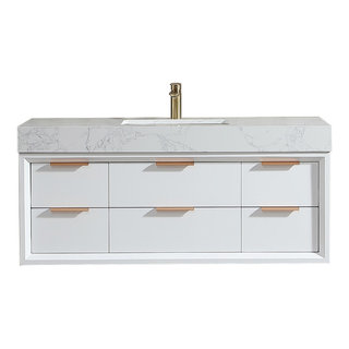 LED Functionality Floating Modern Bathroom Vanity Set, 48 ...