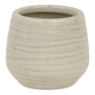 Gray Ceramic Pot with Curved Wave - Transitional - Indoor Pots And ...
