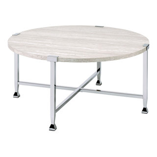 Brecon Coffee Table, White Oak and Chrome - Contemporary - Coffee ...