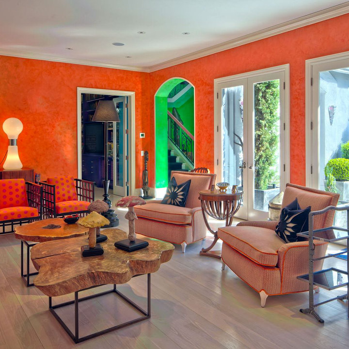 75 Eclectic Living Room with Orange Walls Ideas You'll Love - December ...