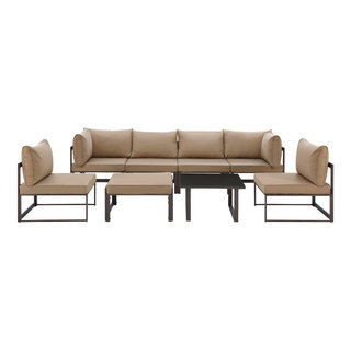Fortuna 8-Piece Outdoor Aluminum Sectional Sofa Set - Transitional ...