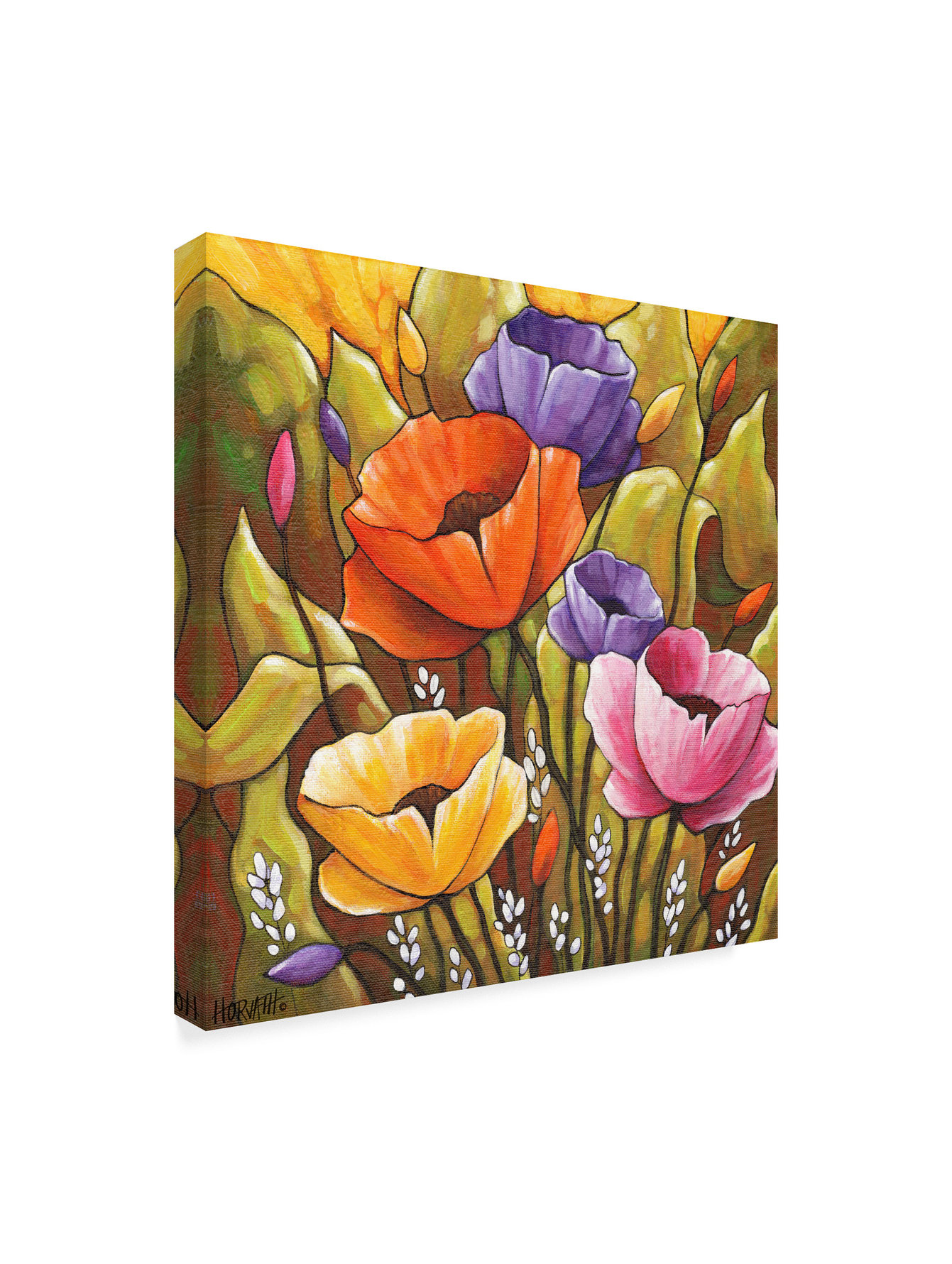 Cathy Horvath-Buchanan 'Flowers And Leaves' Canvas Art, 35"x35 ...