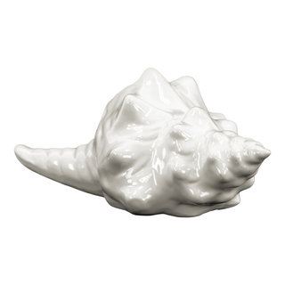 Ceramic Conch Sea Shell Figurine - Beach Style - Garden Statues And ...