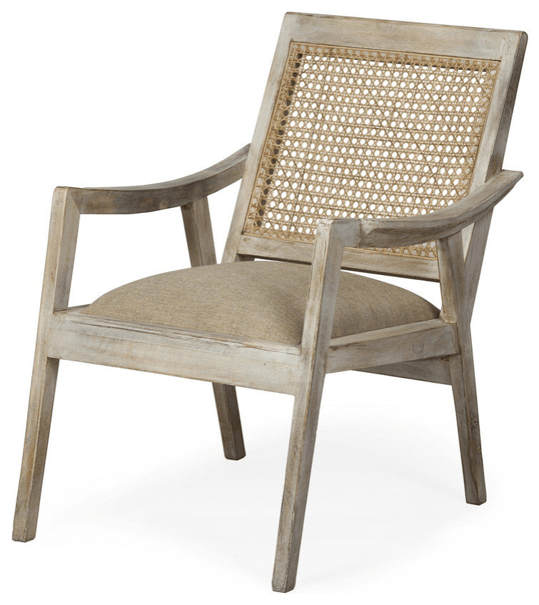 Wooden Chair With Cane Mesh Backrest - Farmhouse - Armchairs And Accent ...