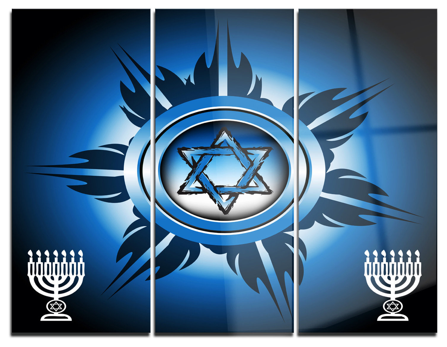 "Jewish Symbols" Digital Metal Wall Art, 3 Panels, 36"x28", 36"x28" 3 ...