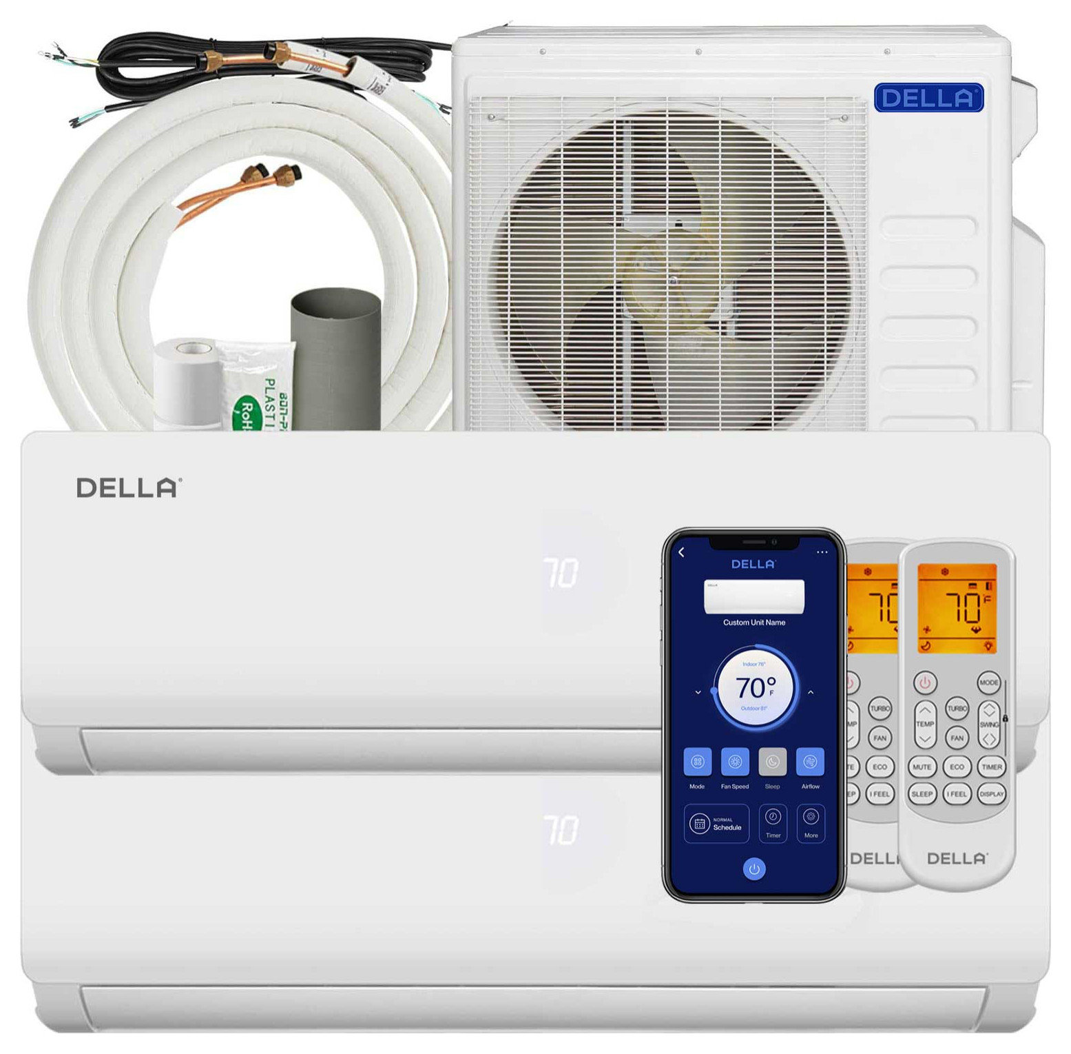 27K BTU 2 Zone Multi Zone Ductless Mini Split AC W/ Heat, Dual Zone(2 ...