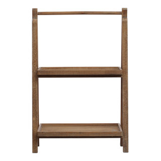 Rustic 2-Tier Wood Folding Stand/Shelf, Natural - Rustic - Display And ...