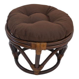 18-inch Round Solid Twill Tufted Footstool Cushion - Contemporary ...