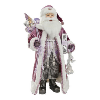 December Diamonds Santa & Friends 20" Fabric Santa With Plum Coat ...