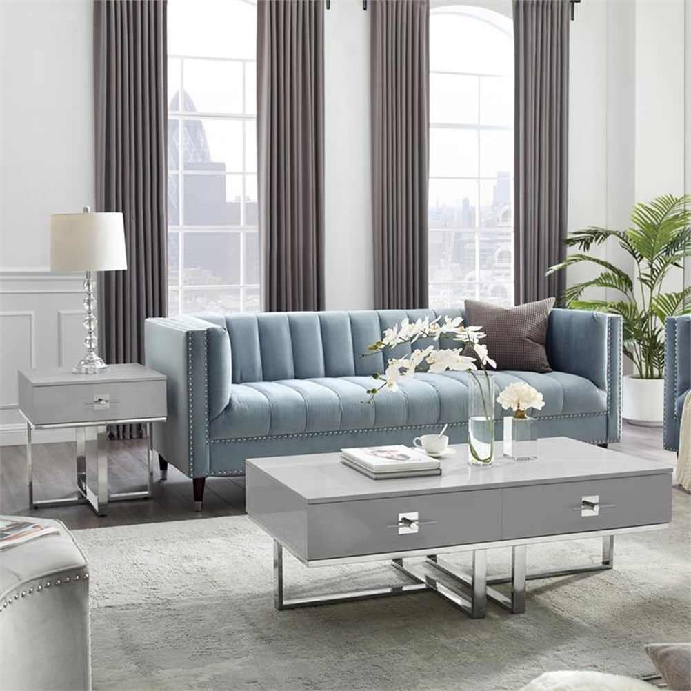 Posh Living Mano 2-Drawers Stainless Steel Base Coffee Table - Black ...