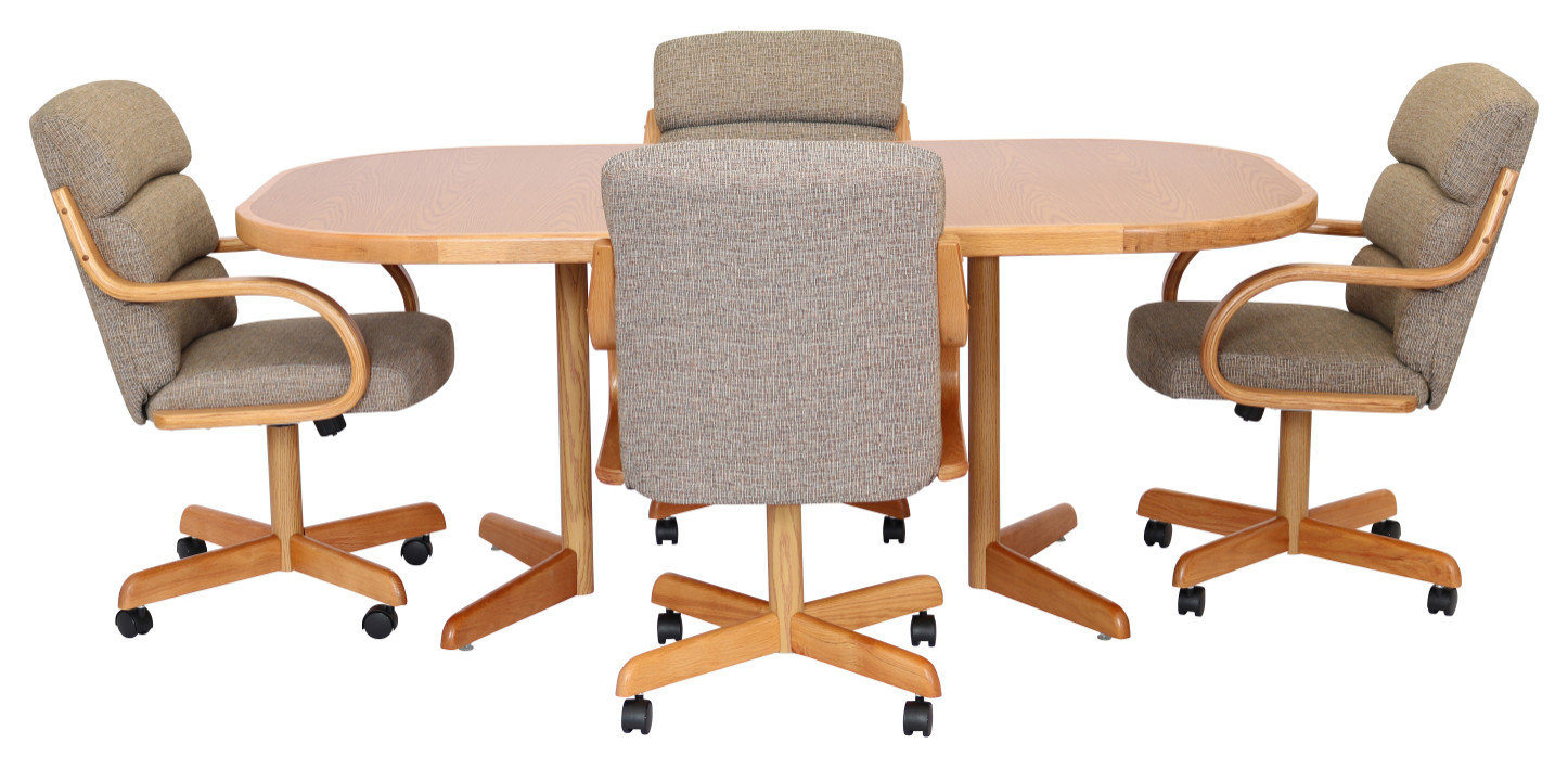 5-Piece 42x[54/72] Caster Dining Set Laminate Table Top & Pewter Caster ...