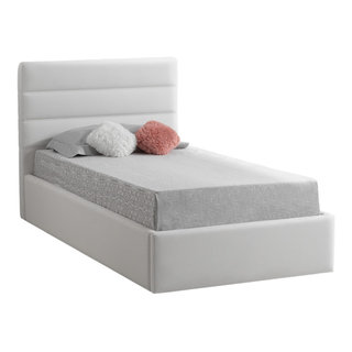 Luigi Twin Storage Bed, Gray Velvet Fabric - Transitional - Platform ...