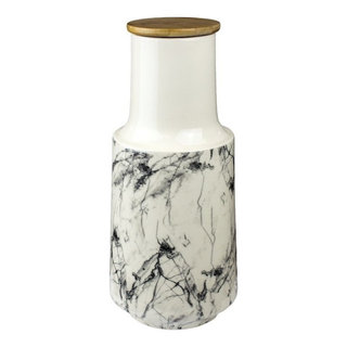 Sagebrook Home 4.5" Ceramic Covered Jar, Beige, Black, 5.25 ...