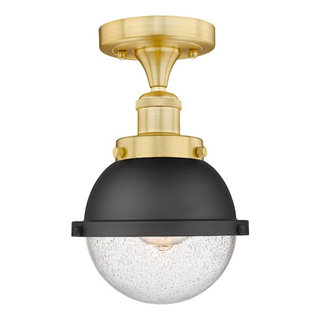 Innovations Edison 1-Light 7" Semi-Flush, Gold/Black/Seedy, 616-1F-SG ...
