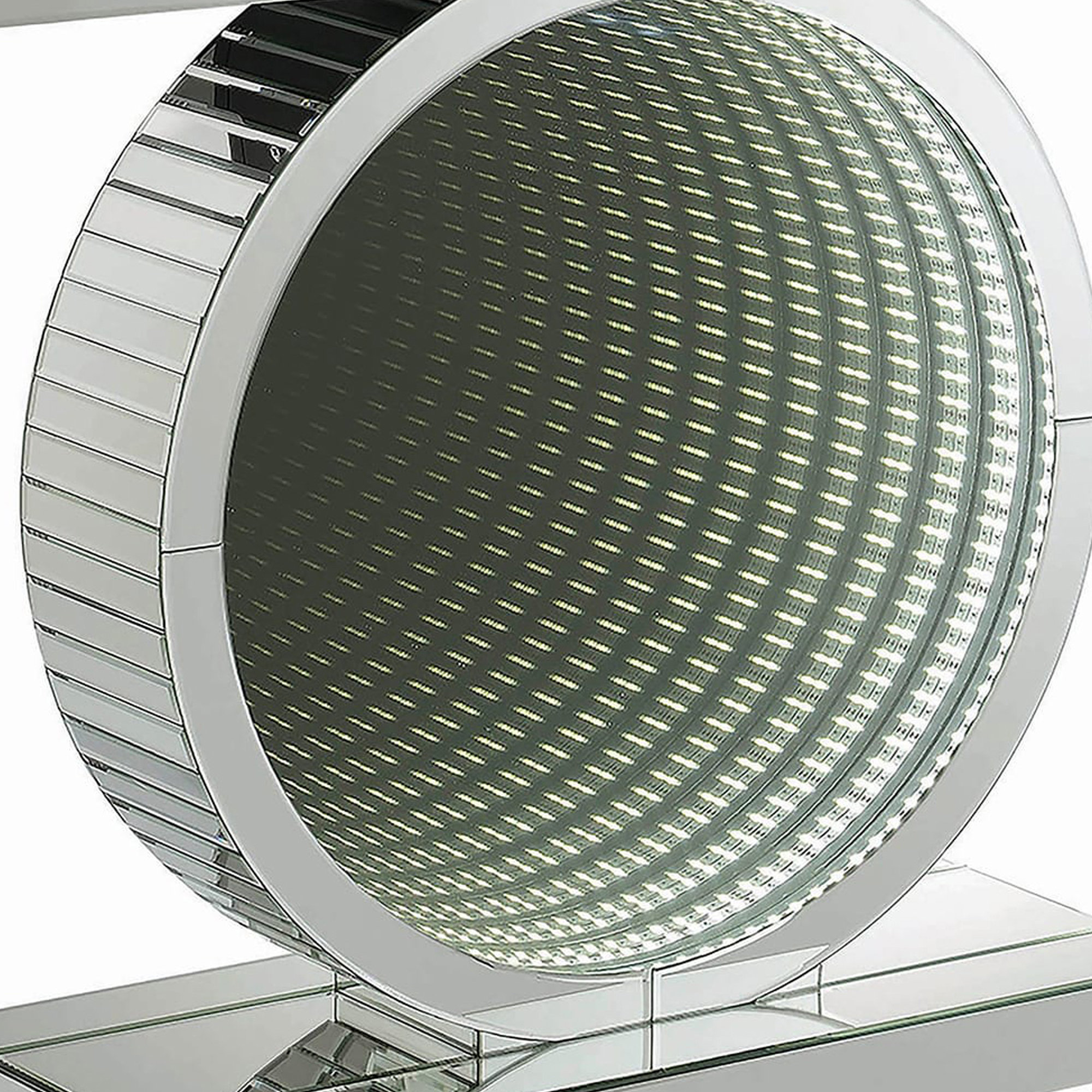 Rectangular Contemporary Metal Console Table with Mirror Inserts ...