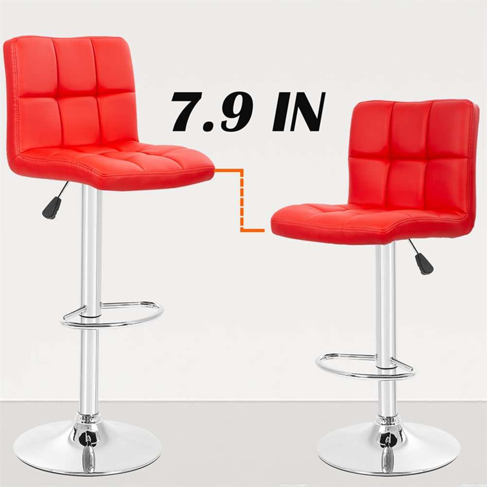 Pemberly Row Faux Leather Adjustable Red Bar Stools (Set of 2 ...