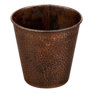8" Round Hammered Copper Indoor Flower Pot in Oil Rubbed Bronze ...