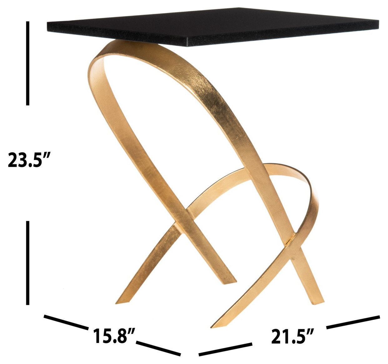 Modern Side Table, Unique Horseshoe Golden Metal Base With Thick Black ...