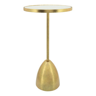 Metal, 25"H Mirrored Side Table, Gold - Contemporary - Side Tables And ...