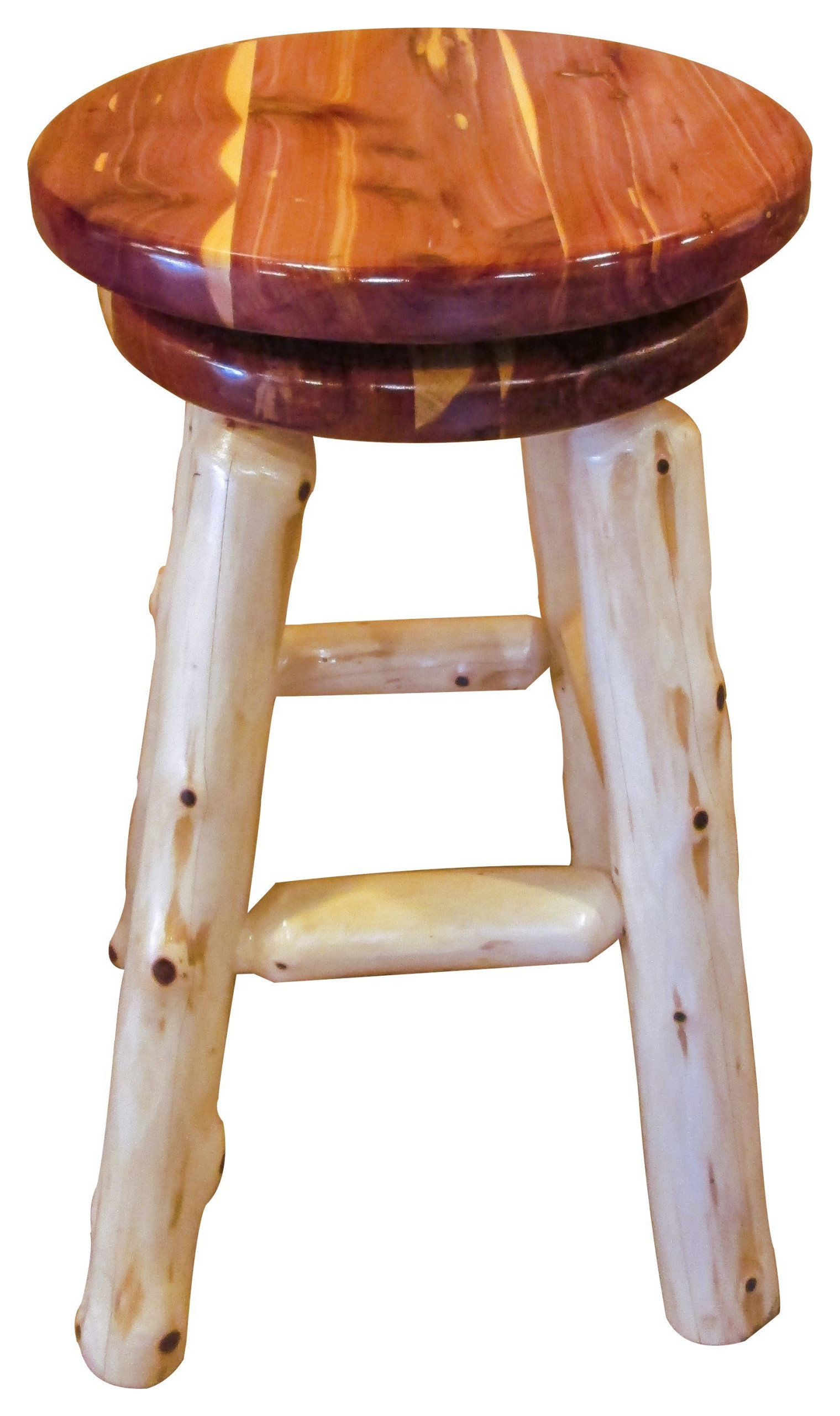 Red Cedar Log Swivel Barstool, Bar Height - Rustic - Bar Stools And ...