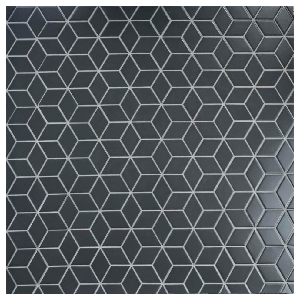 Metro Rhombus Mosaic Floor and Wall Tile, Matte Grey, Sample ...
