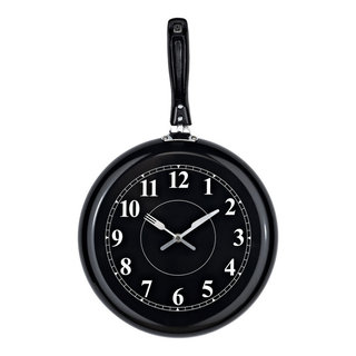 Modern Black Pan Wall Clock, 2"Lx18"Wx12"H - Transitional - Wall Clocks ...