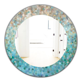 Designart Blocked Abstract Traditional Frameless Oval Or Round Wall ...