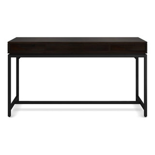 Modern Industrial Desk, Center Drawers With Drop Down Front ...