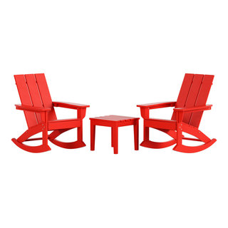 WestinTrends 3PC Outdoor Patio Adirondack Rocking Chair, Side Table Set ...