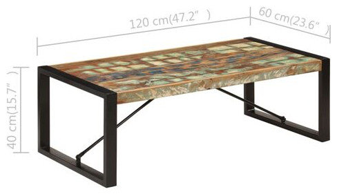 vidaXL Coffee Table Multicolor Solid Reclaimed Wood 47.2 in long ...