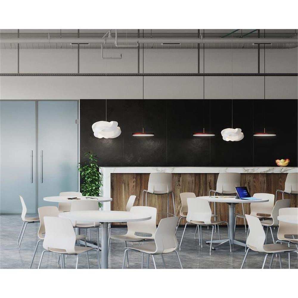 36 x 72" Table - 6 Light Grey Lola Chairs - Cherry Top - Silver Base ...