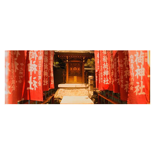 Entrance of a Shrine Lined with Flags Panoramic Fabric Wall Mural, 24 ...