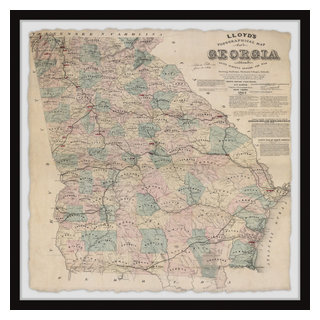 "Topographical Map of Georgia" Framed Painting Print, 12x12 ...