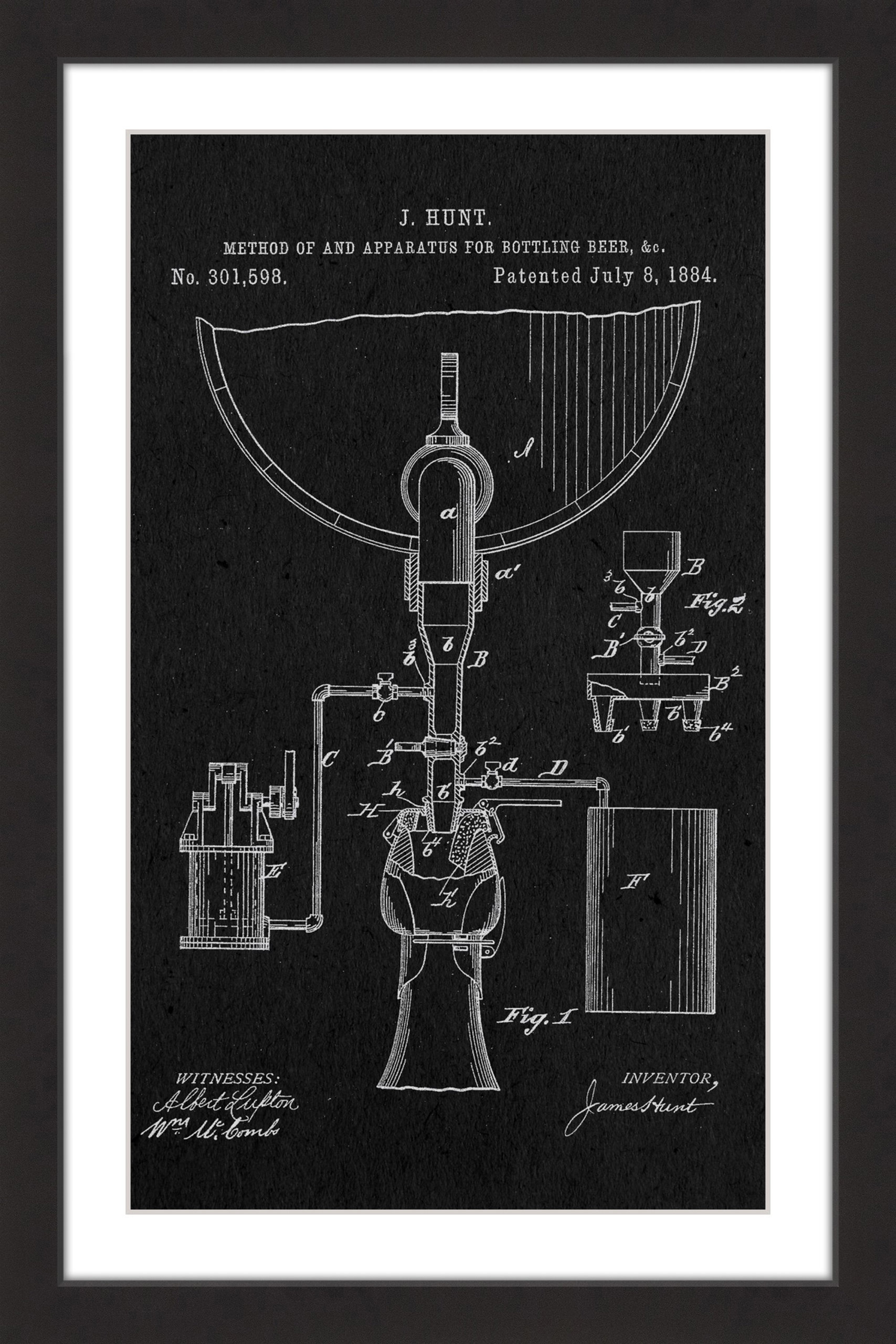 "Bottling Beer 1884 Black Paper" Framed Painting Print, 20x30 ...