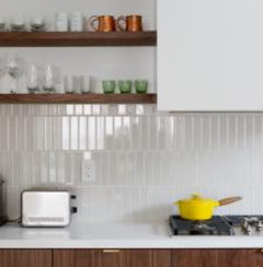 Modern kitchen backsplash, stacked or a staggered tile pattern?