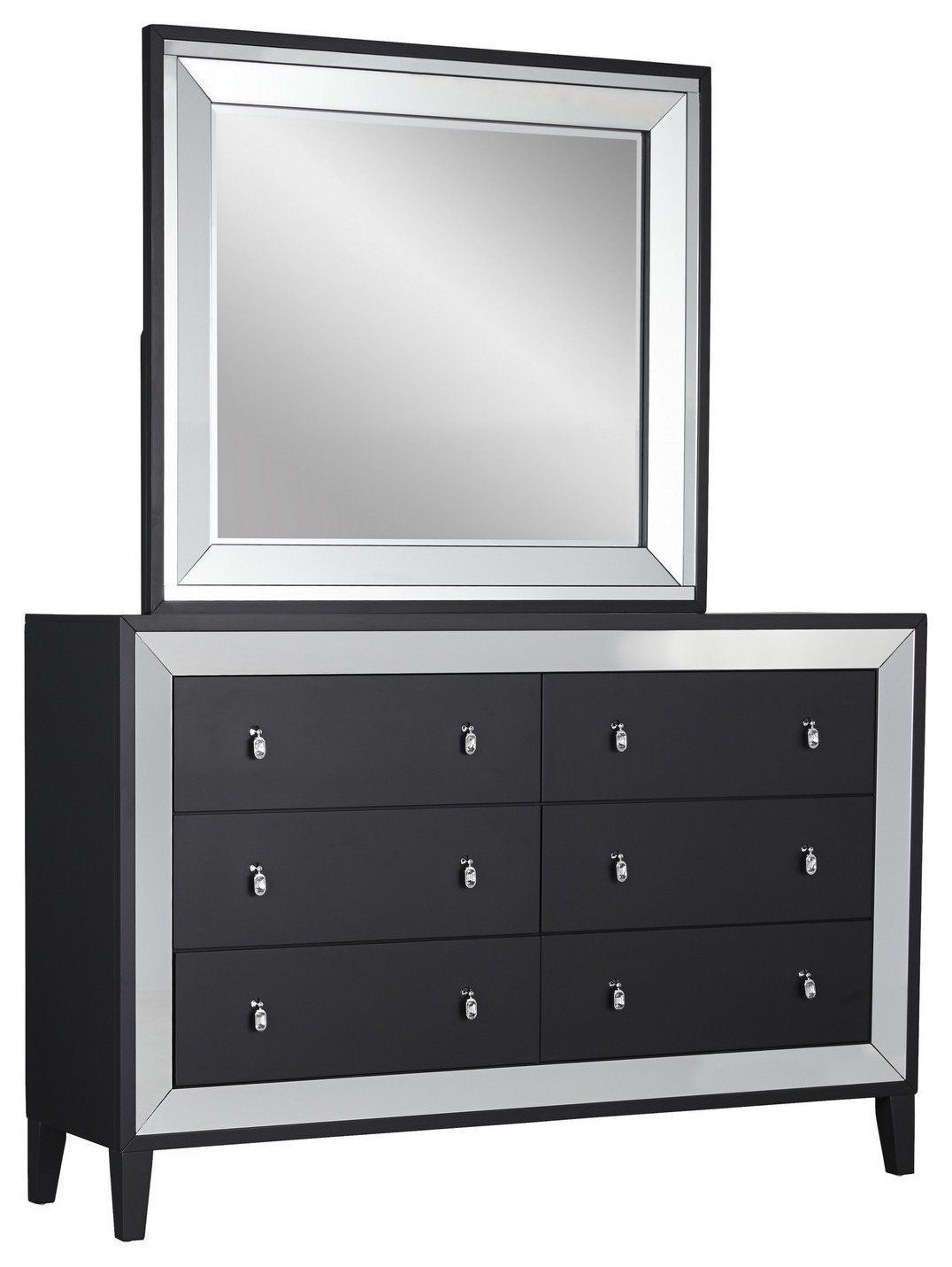 HomeRoots Luxurious Black Tone Dresser With Elegant Trim Mirror Accent ...