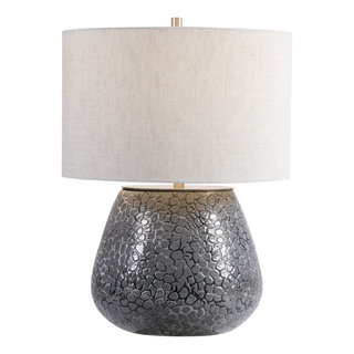 Elegant Metallic Gray Pebble Texture Table Lamp Ceramic River Stones ...