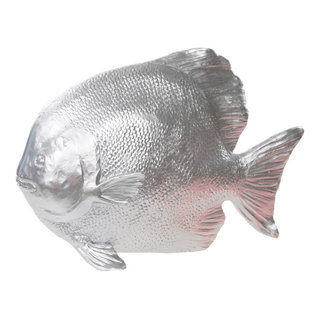 Polyresin 10" Electroplated Fish Figurine, Silver - Beach Style ...