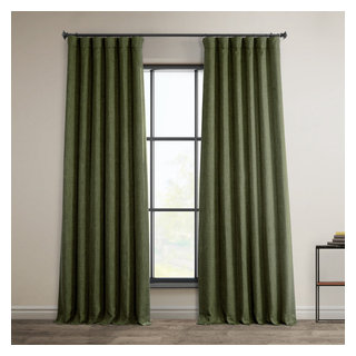 Faux Linen Darkening Curtain Single Panel, 50"x108" - Transitional ...