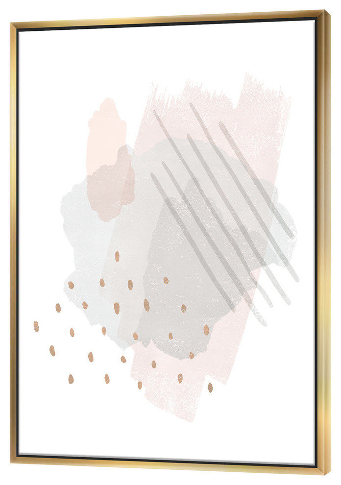 Designart Watercolor Minimal Blush I Transitional Framed Wall Art ...