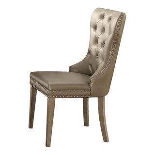 Set of 2 Upholstered Side Chairs, Champagne - Transitional - Dining ...