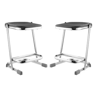 Home Square 6600 Series 22" Metal Elephant Z-Stool in Black & Chrome ...