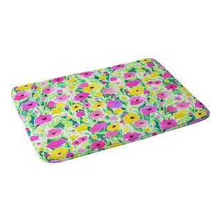 Jacqueline Maldonado Flower Field Pink Yellow Memory Foam Bath Mat, 34 ...