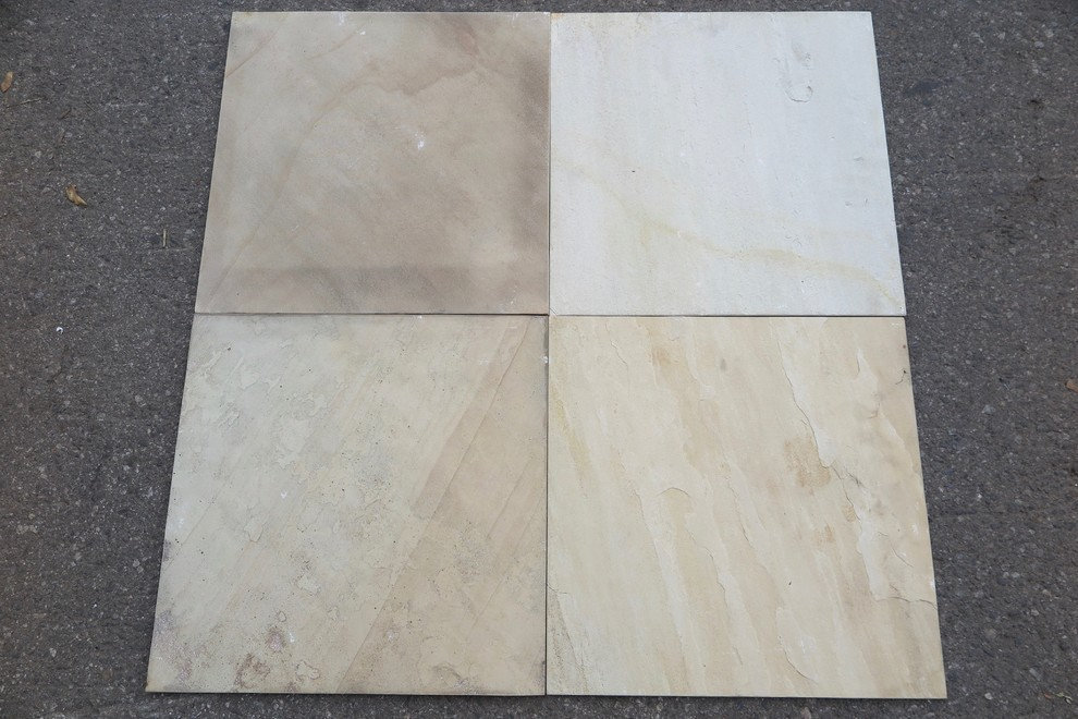 Golden Jade Sandstone Tiles, Brushed Finish, 18"x18", Set of 40 ...