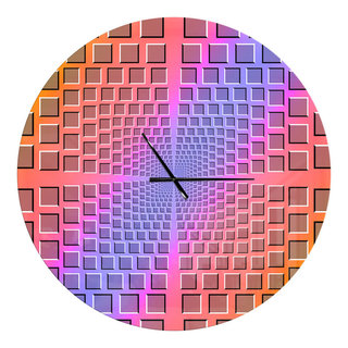 Abstract Optical Illusion Oversized Contemporary Metal Clock, 36x36 ...