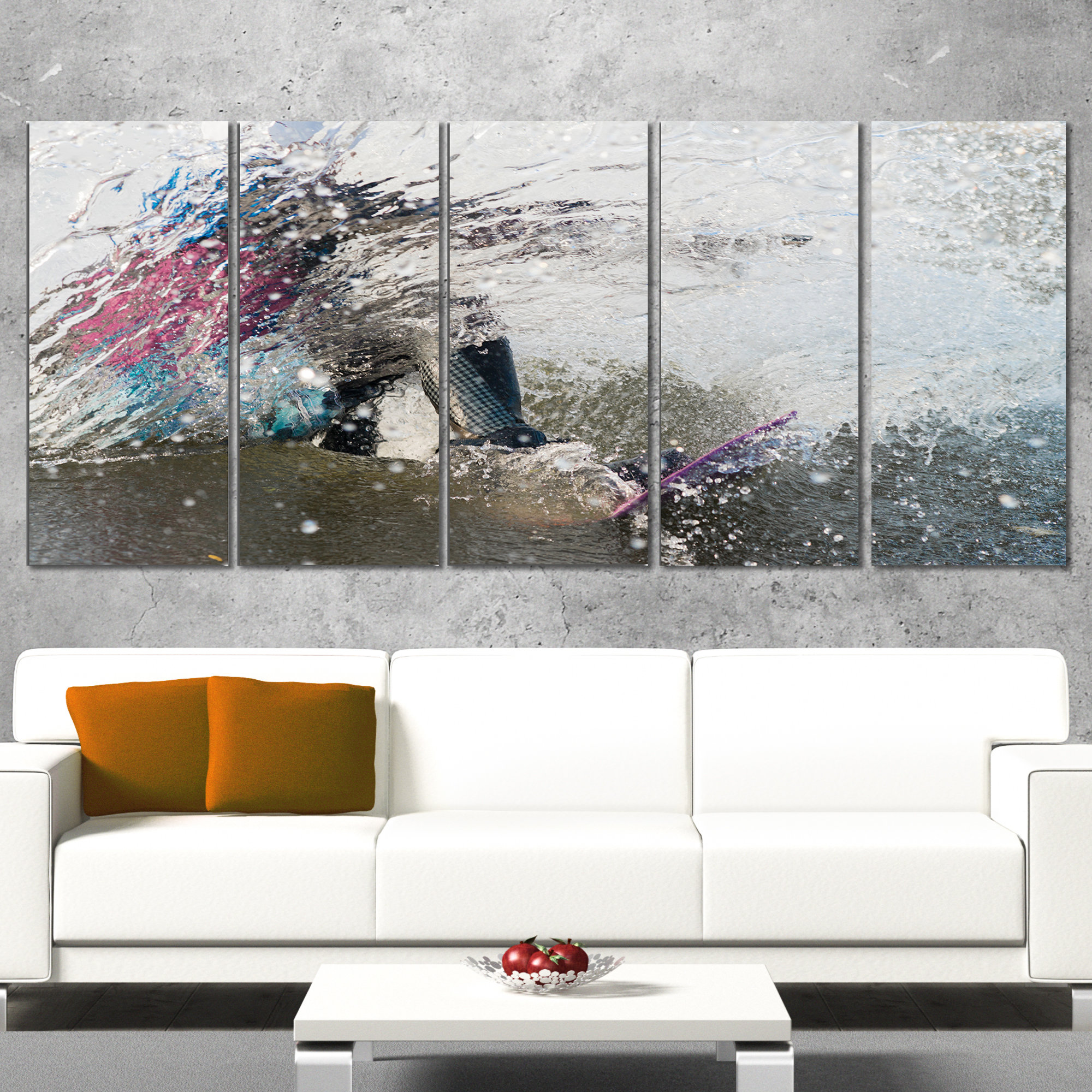 "Guy on a Wakeboard" Landscape Digital Art Canvas Print, 60"x28" 5 ...