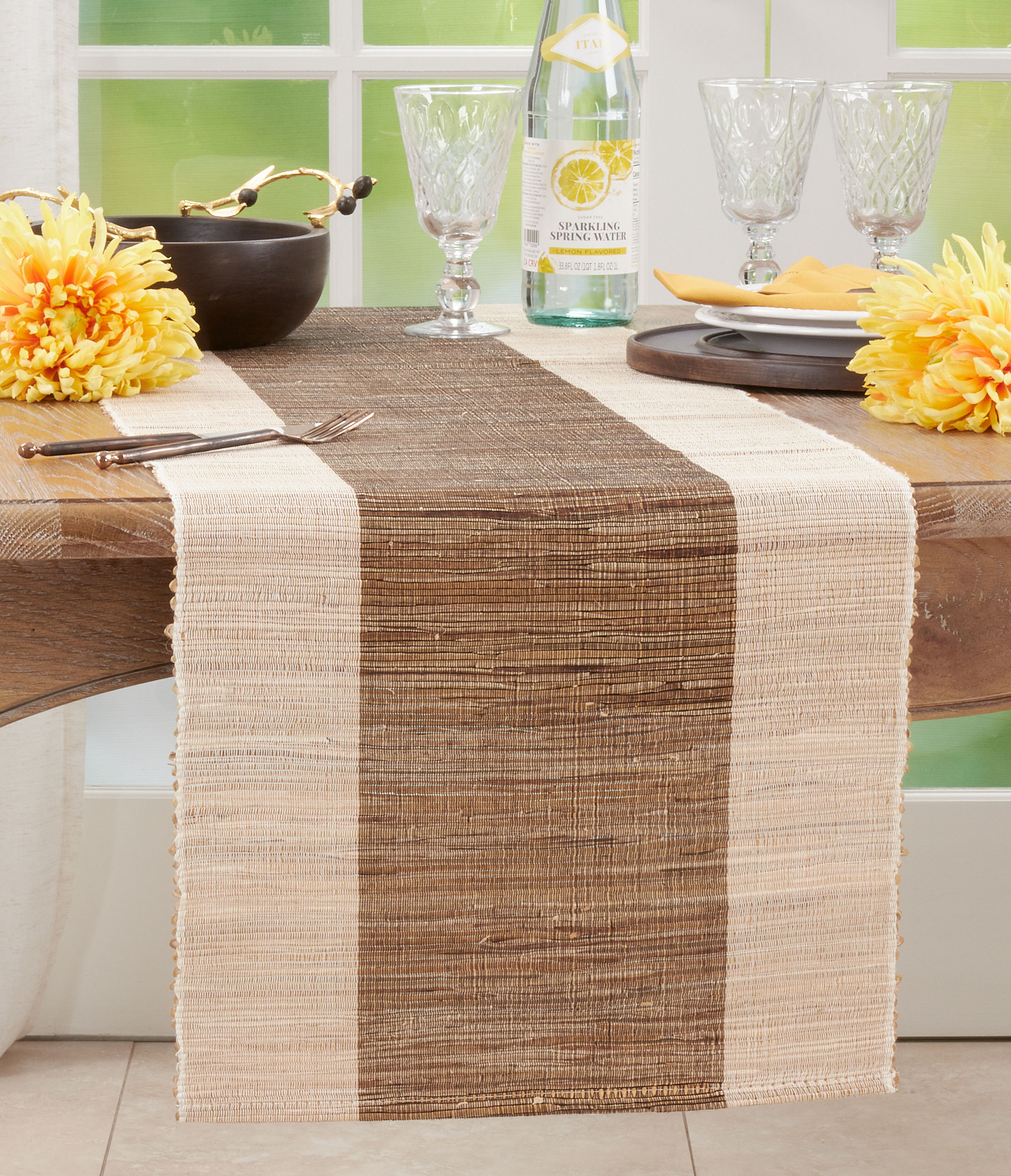 Shimmering Table Runner With Banded Design - Farmhouse - Table Runners ...