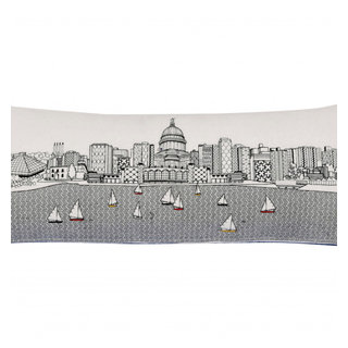 35" White Madison Daylight Skyline Lumbar Decorative Pillow ...